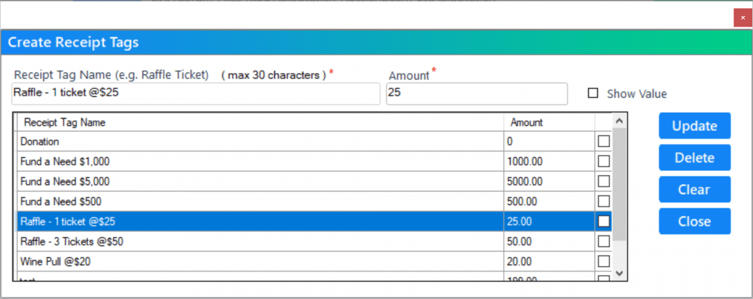 Creating Receipt Tags for Other Bids in Bidstation - AuctionZoom.com