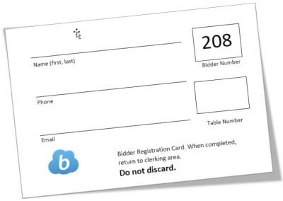Silent Auction Bidder Registration Card Template - free download ...